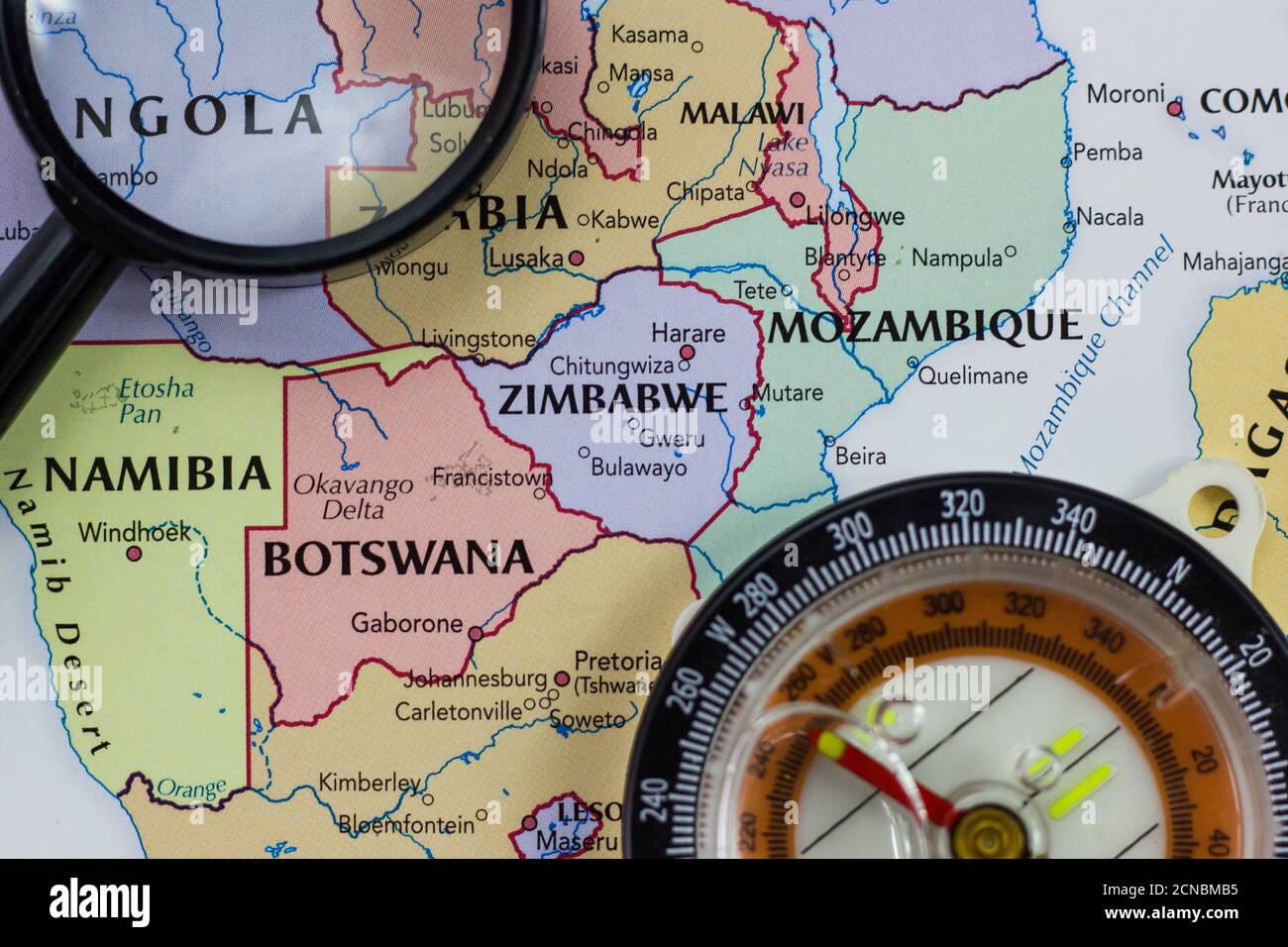 Zimbabwe on the map of the world or atlas Stock Photo - Alamy