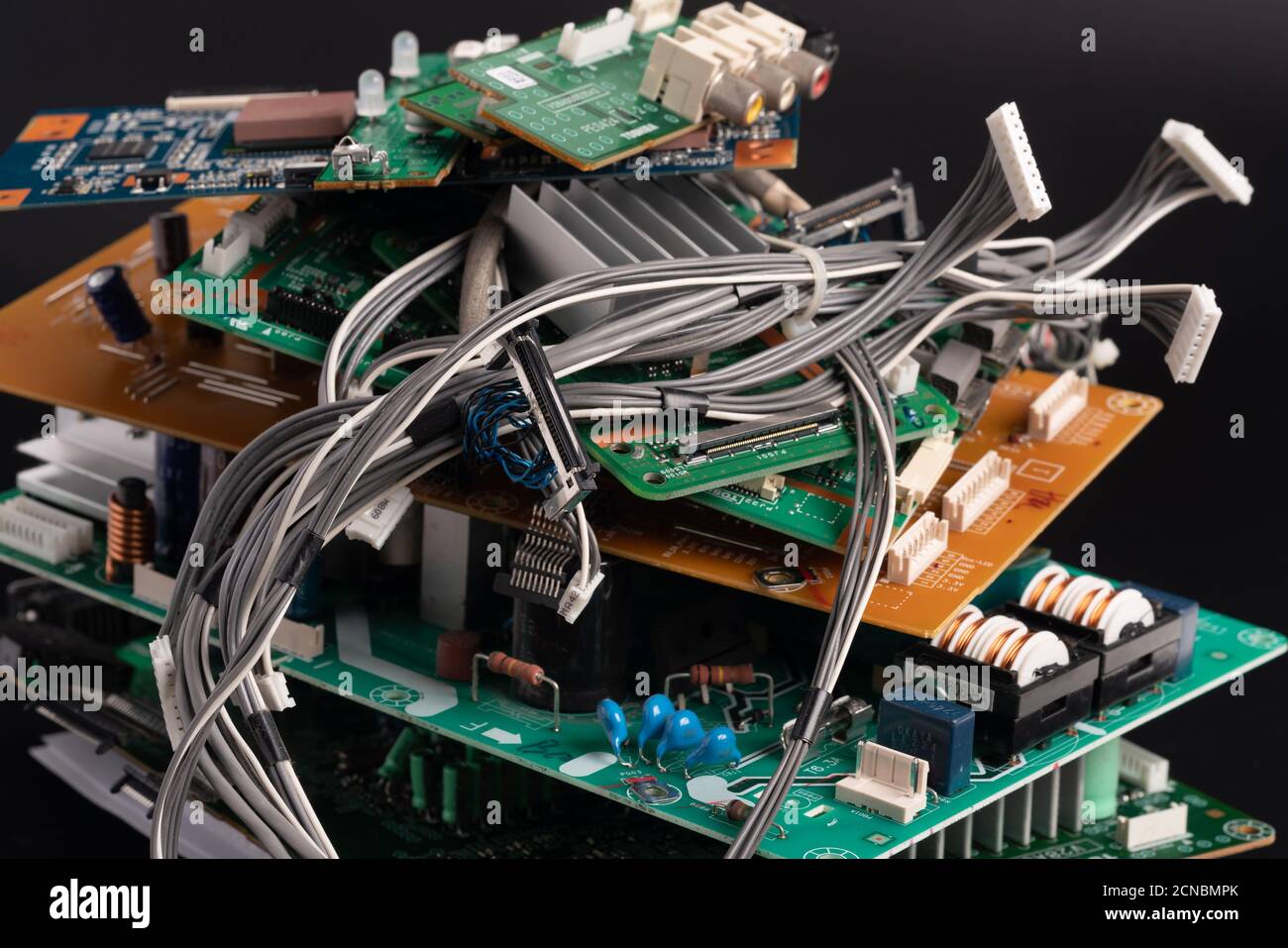 electronic PCB garbage as background from recycle industry and old ...