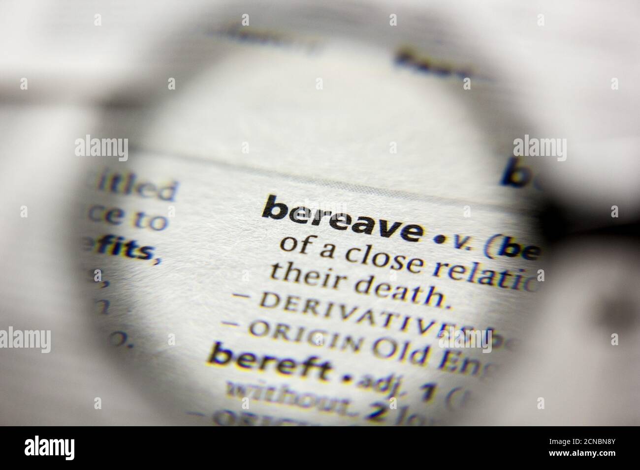 The word or phrase Bereave in a dictionary Stock Photo - Alamy