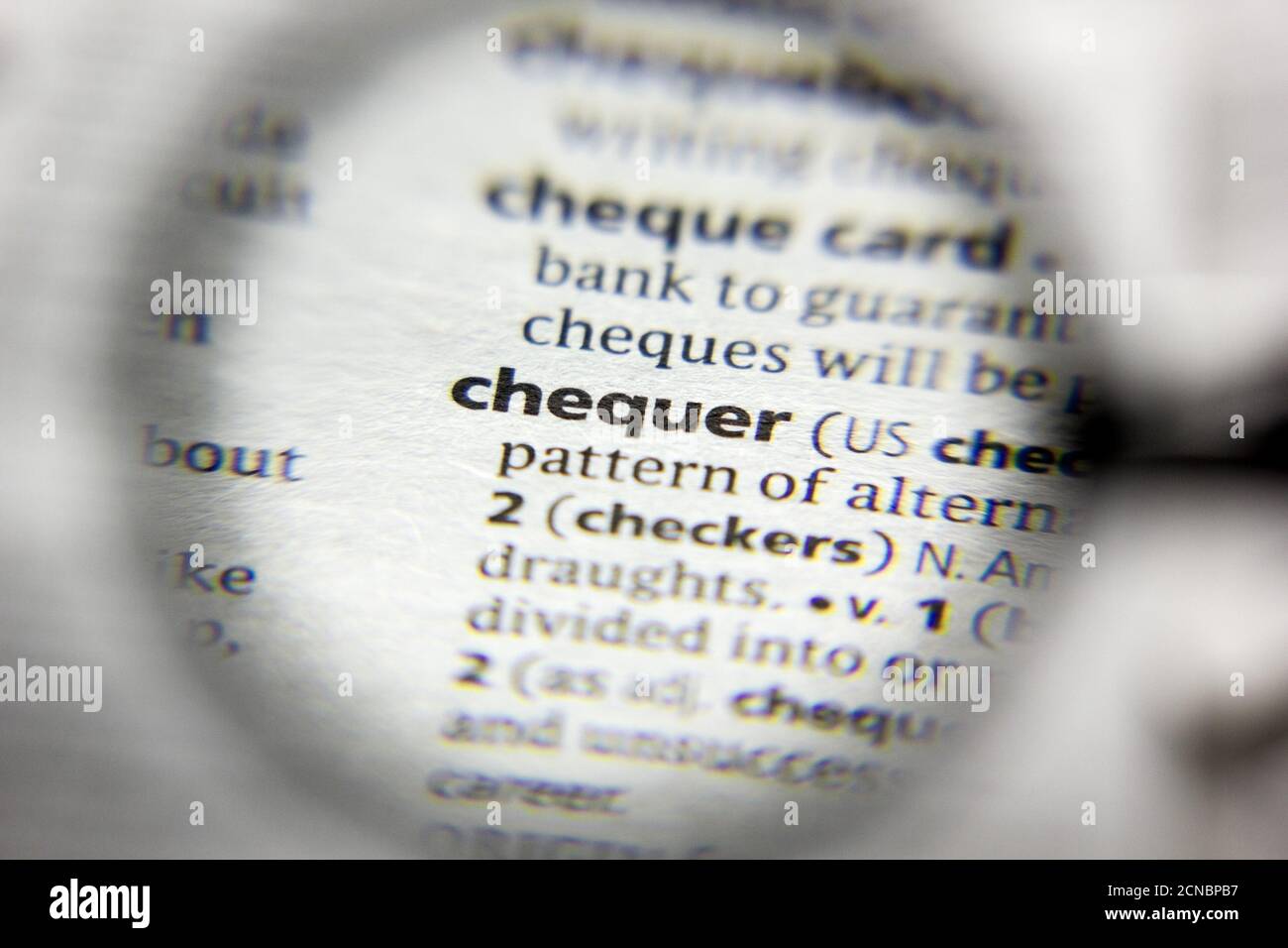 The word or phrase Chequer in a dictionary Stock Photo - Alamy