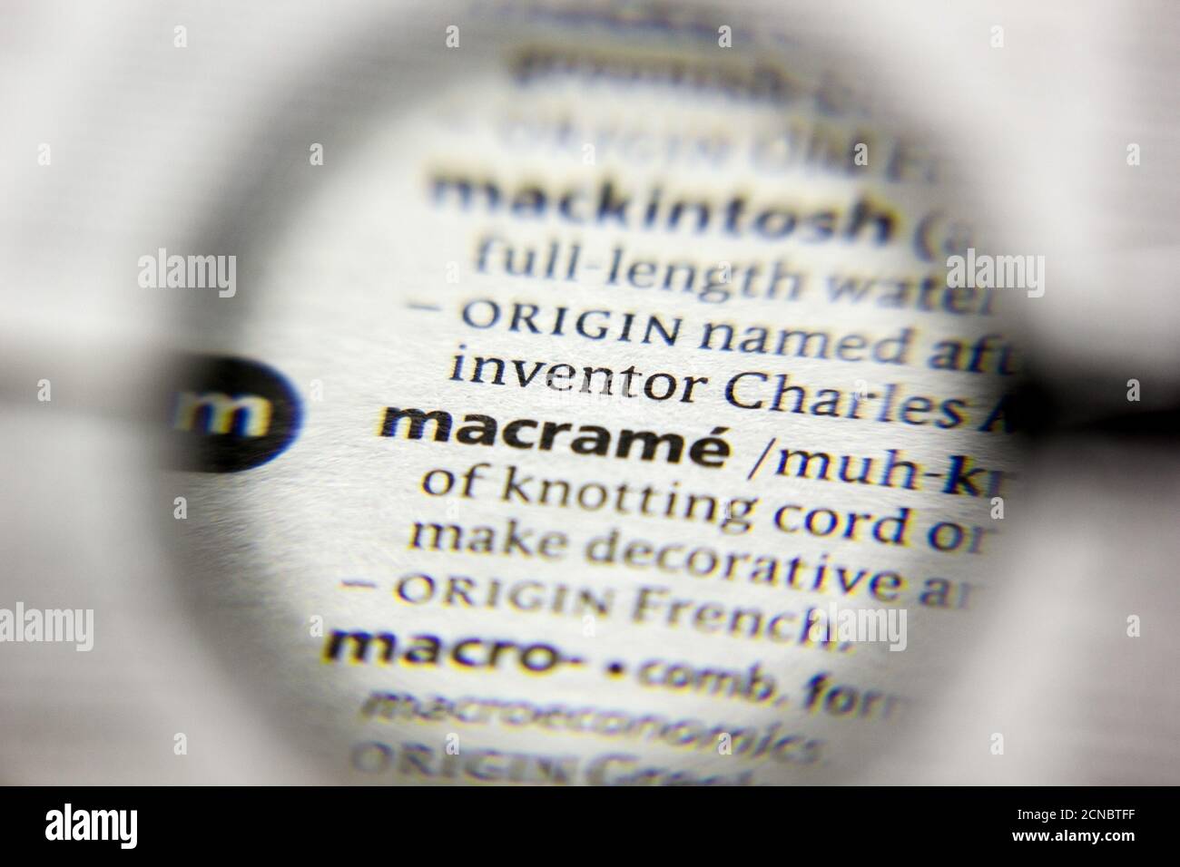 The word or phrase Macrame in a dictionary Stock Photo - Alamy