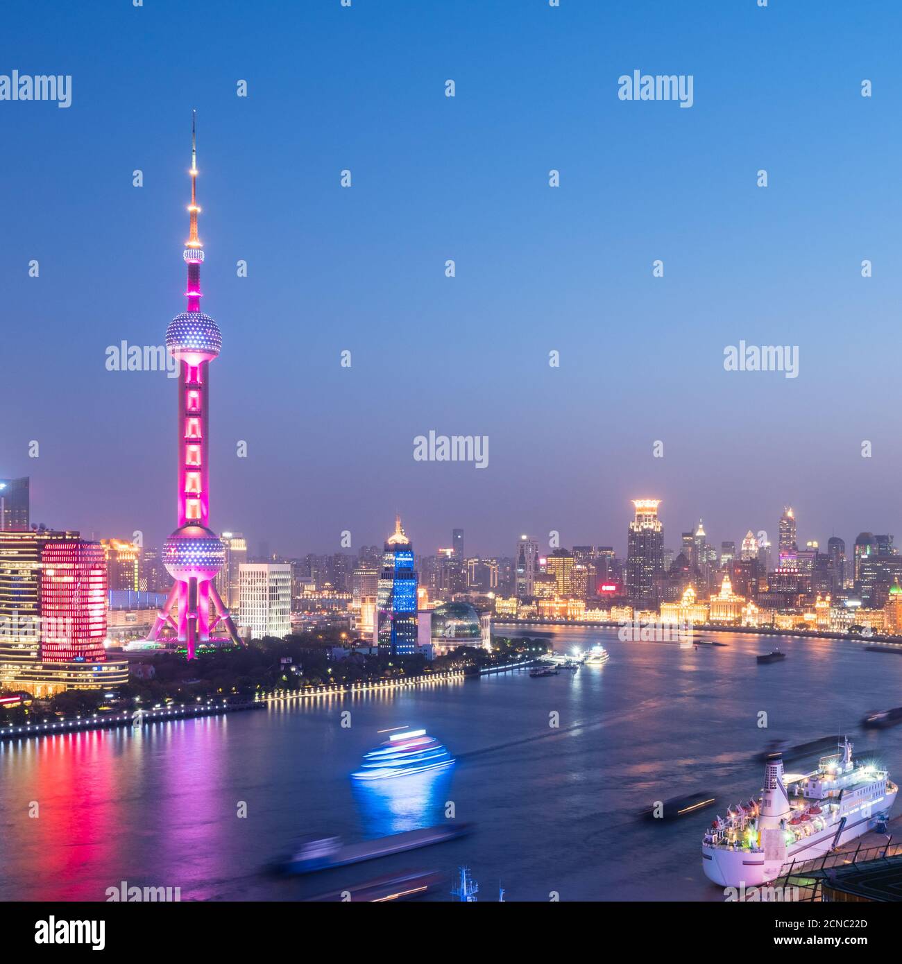 shanghai cityscape in nightfall Stock Photo - Alamy