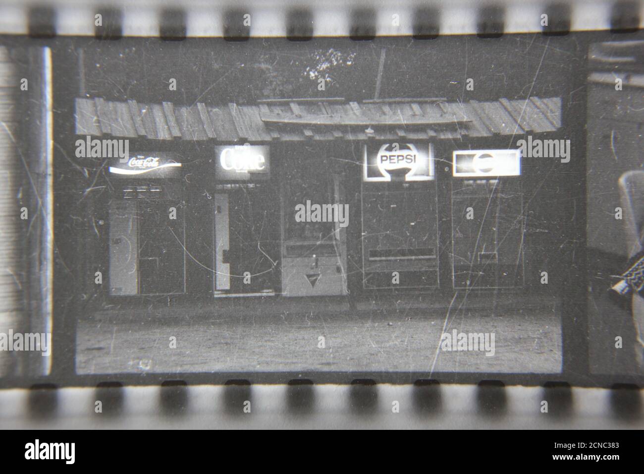 Fine 1970s vintage black and white photography of the bright lights of ...