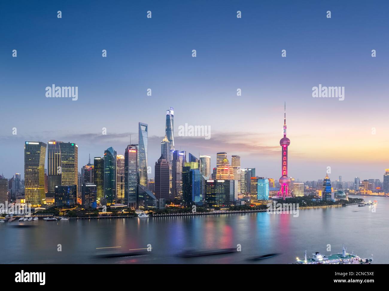 beautiful nightfall scene in shanghai Stock Photo - Alamy
