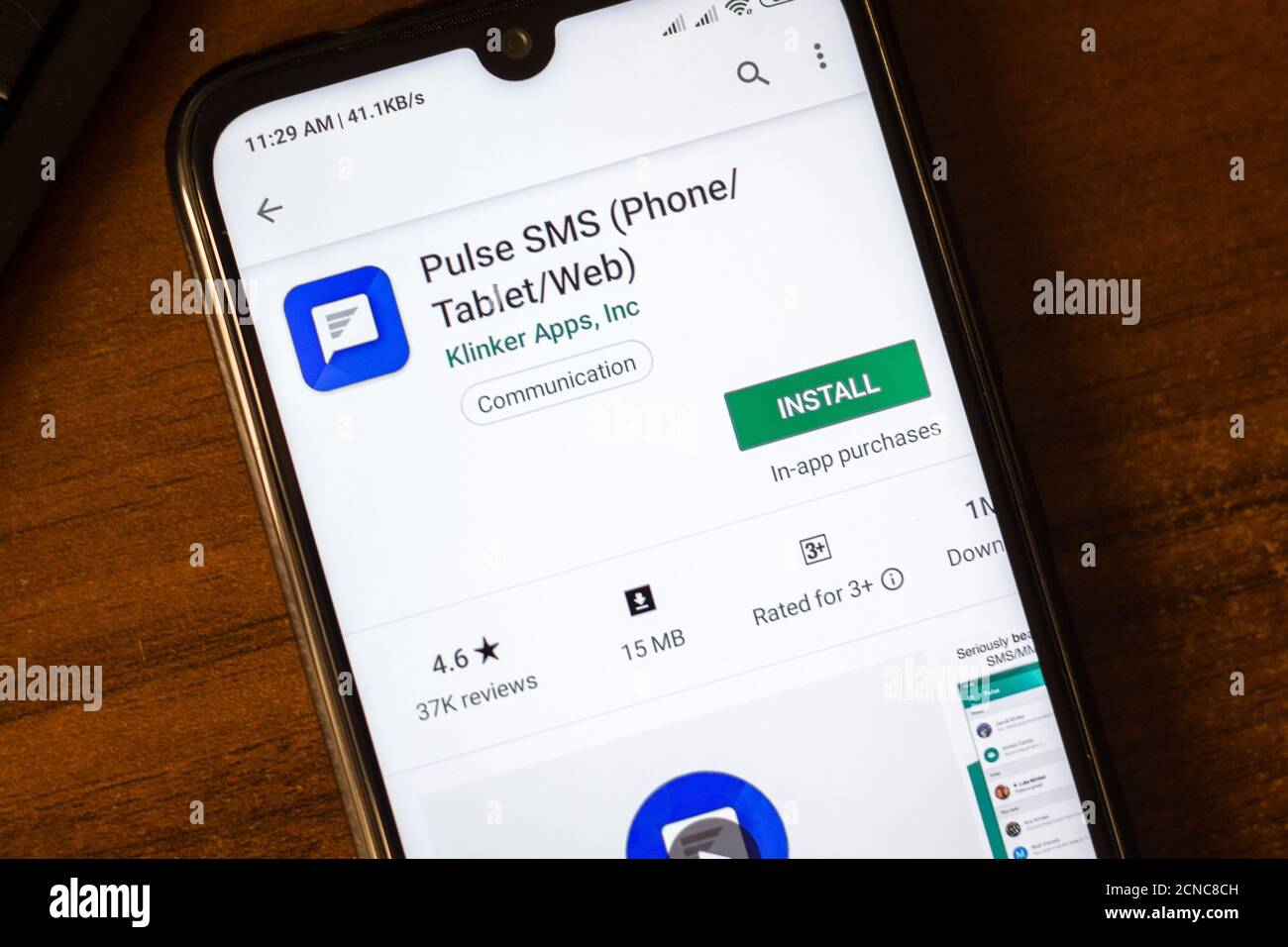 Ivanovsk, Russia - June 26, 2019: Pulse SMS app on the display of ...