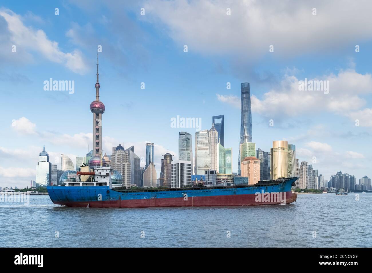 shanghai skyline and ship Stock Photo - Alamy