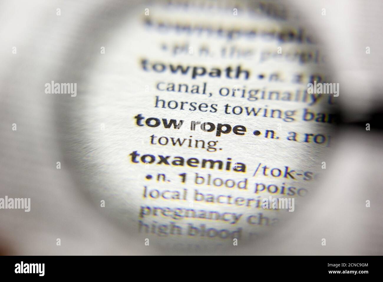 The word or phrase Tow rope in a dictionary Stock Photo - Alamy
