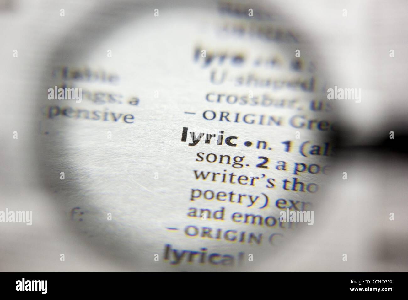 The word or phrase Lyric in a dictionary Stock Photo - Alamy
