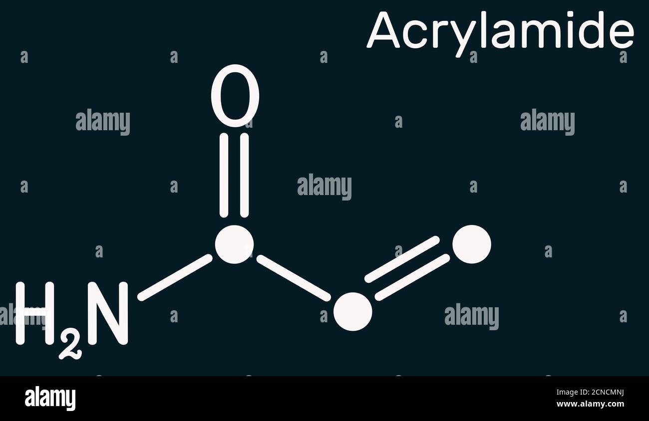 Acrylamide, ACR, acrylic amide molecule. It is as a precursor to ...