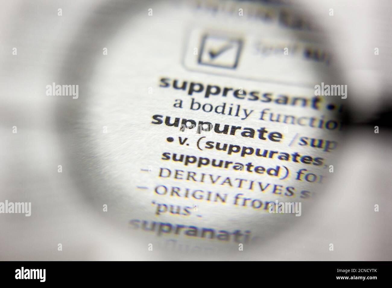 The word or phrase Suppurate in a dictionary Stock Photo - Alamy