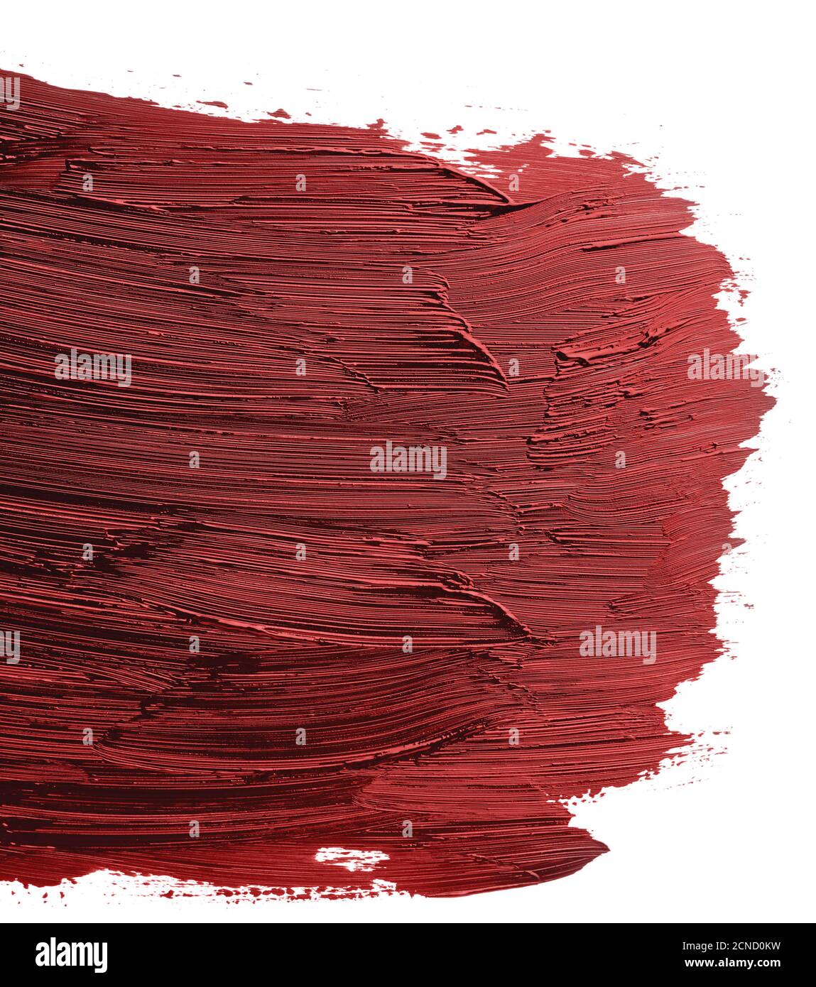 swatch of red smudged acrylic paint isolated on white background Stock ...