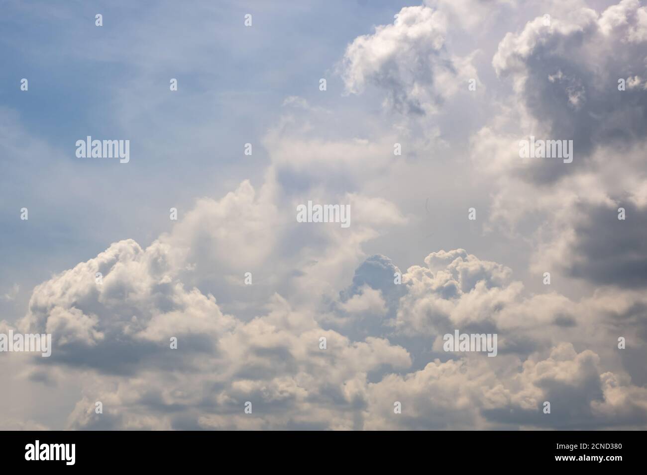 Blue sky background with white striped clouds. Clearing day and Good ...