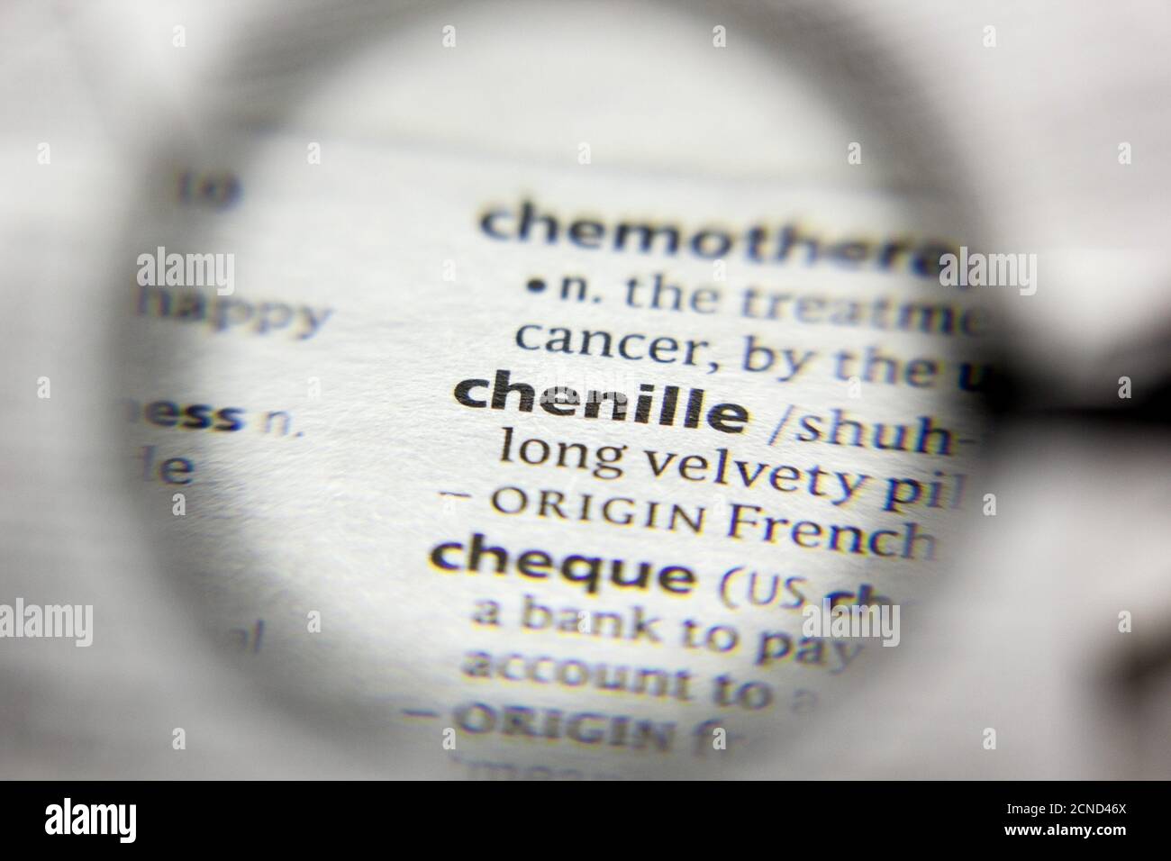 The word or phrase Chenille in a dictionary Stock Photo - Alamy