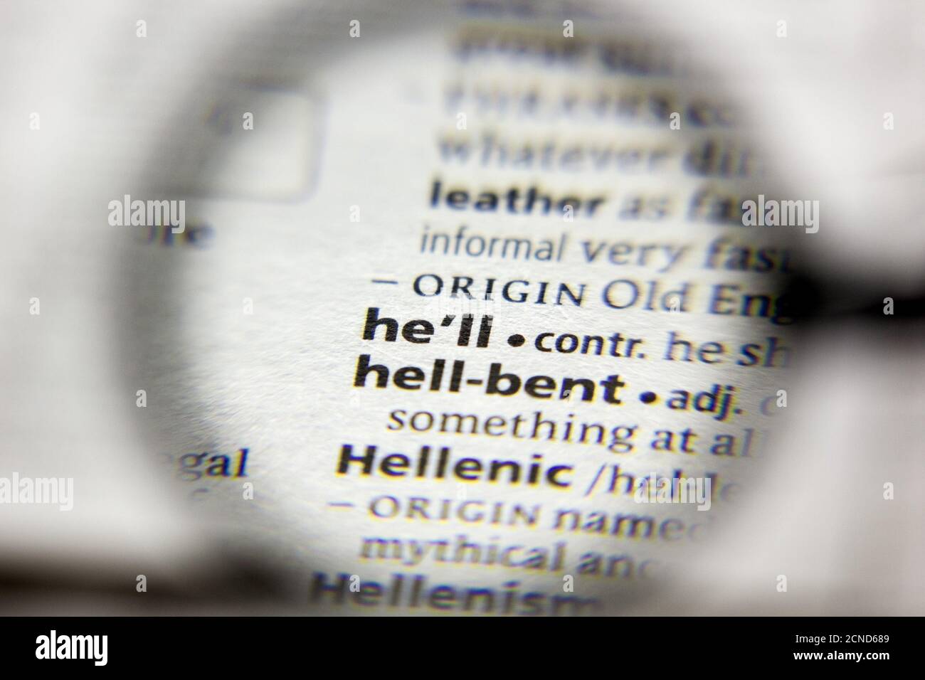 The word or phrase He'll in a dictionary Stock Photo - Alamy