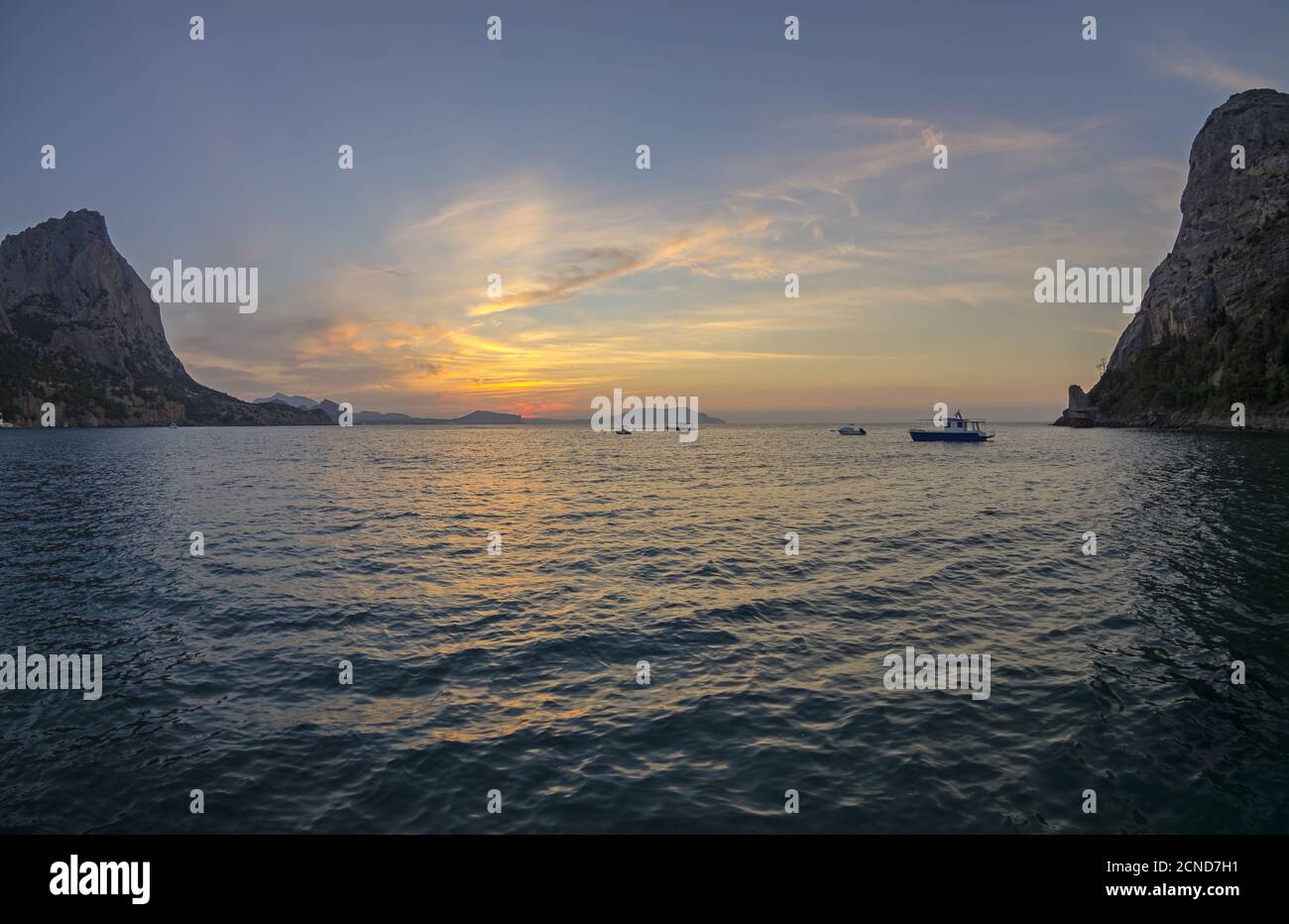 Sunrise in a small bay on the Black Sea coast Stock Photo - Alamy