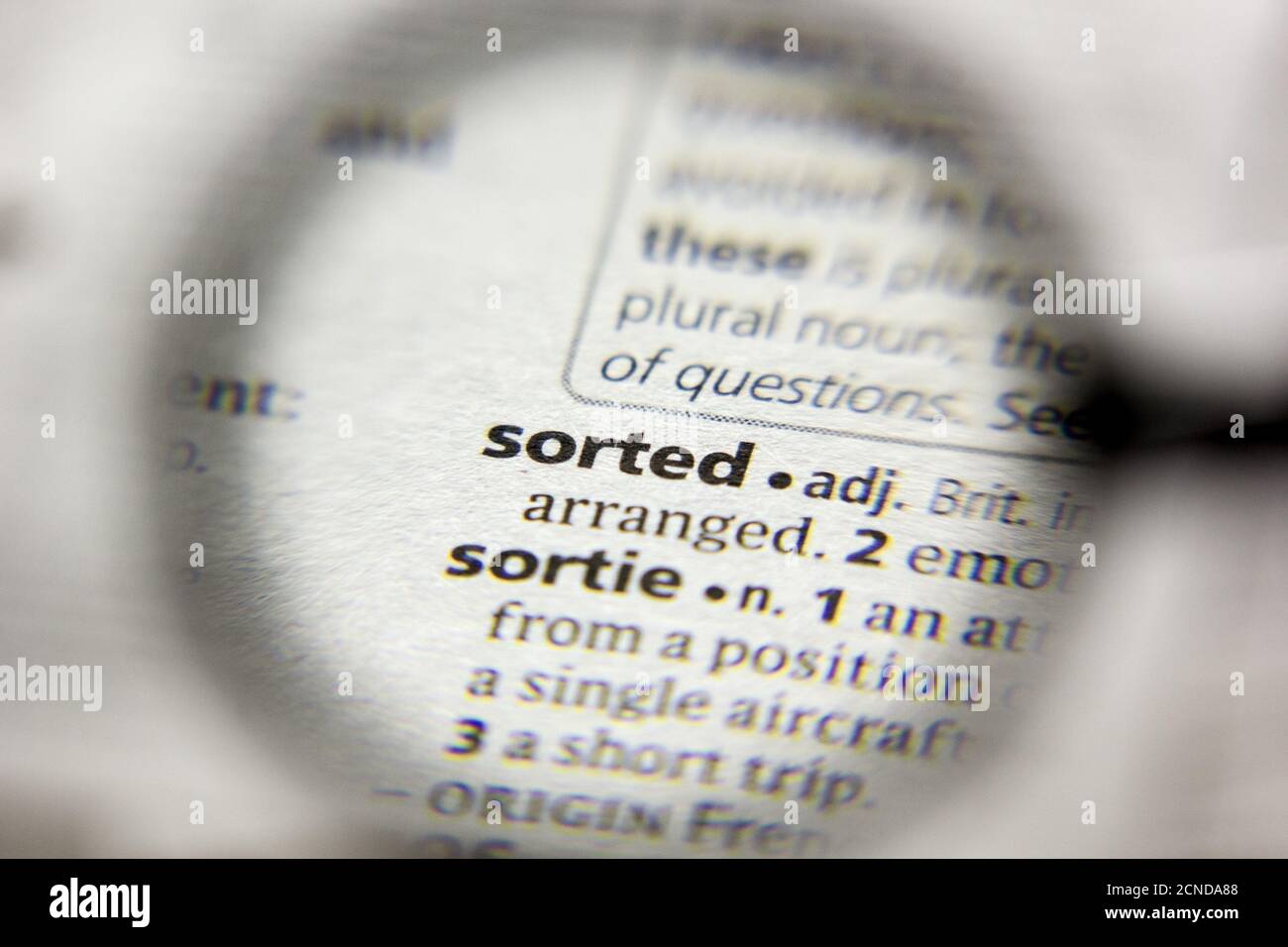 The word or phrase Sorted in a dictionary Stock Photo - Alamy