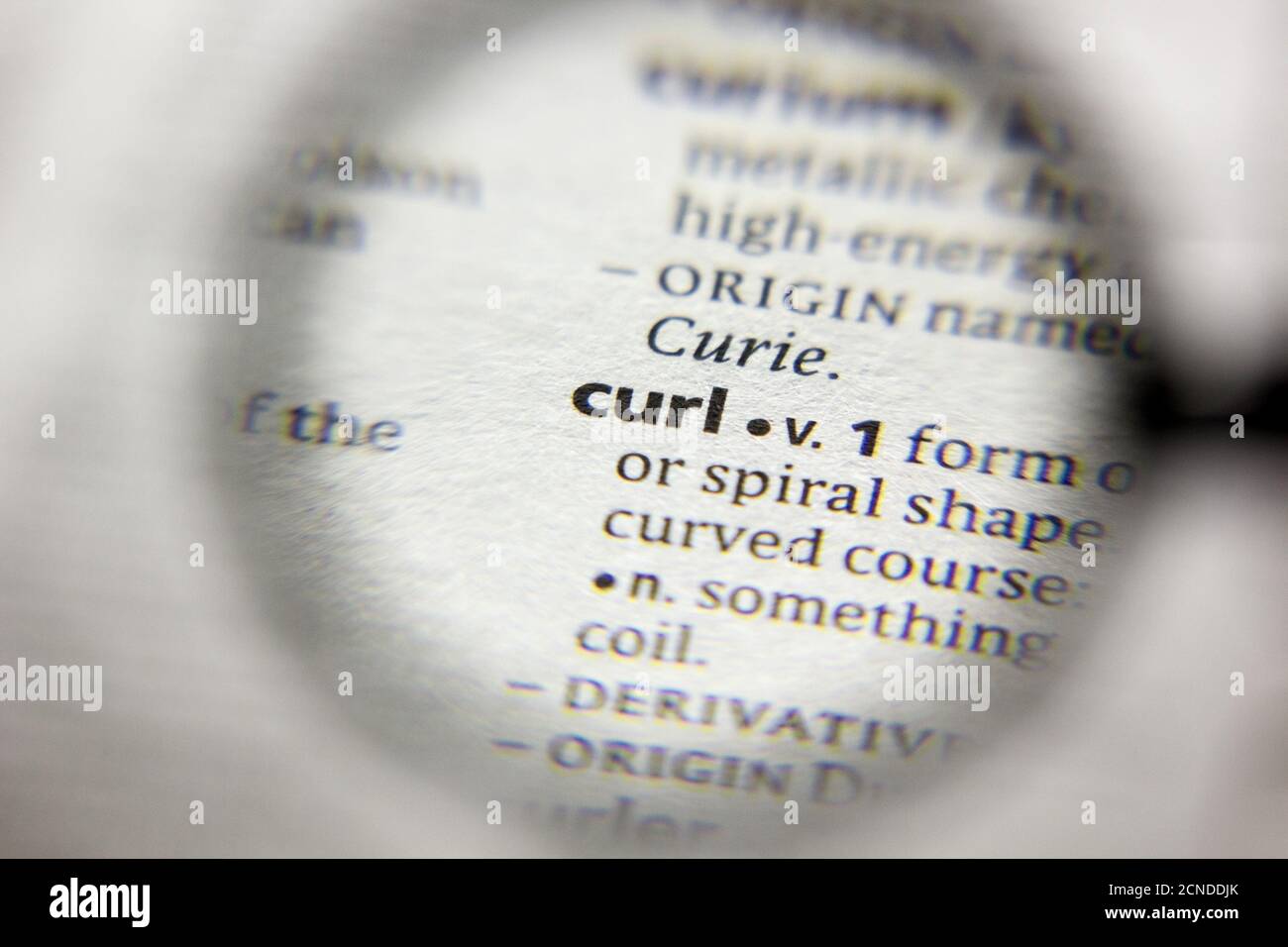 The word or phrase Curl in a dictionary Stock Photo - Alamy