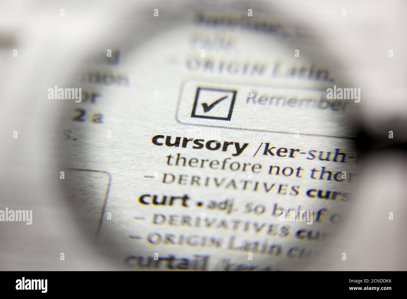 The word or phrase Cursory in a dictionary Stock Photo - Alamy