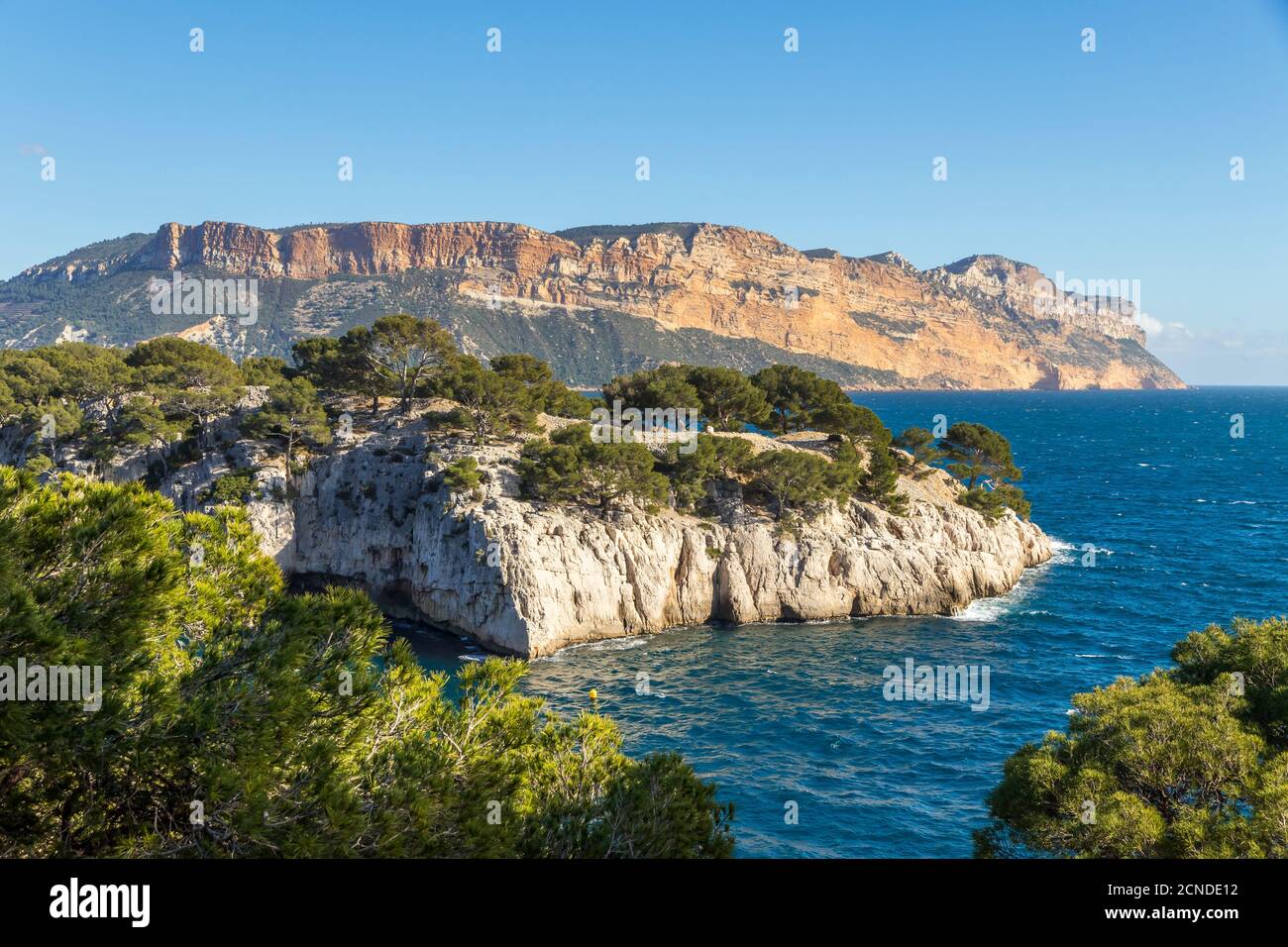 View over the Calanque de Port Pin and Cap Canaille, Calanques National ...