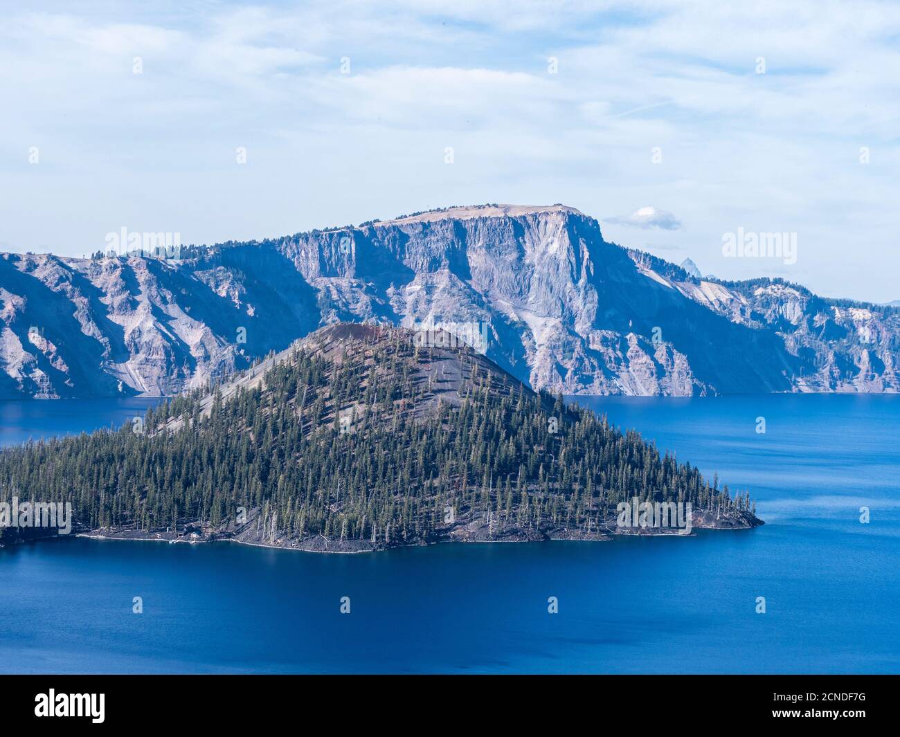 Wizard Island in Crater Lake, the deepest lake in the United States ...