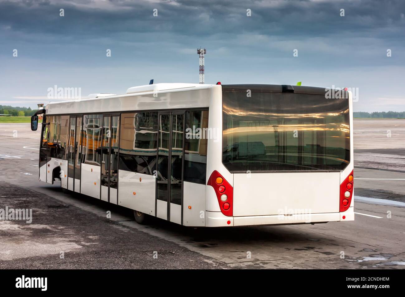 Airport bus on the apron Stock Photo - Alamy