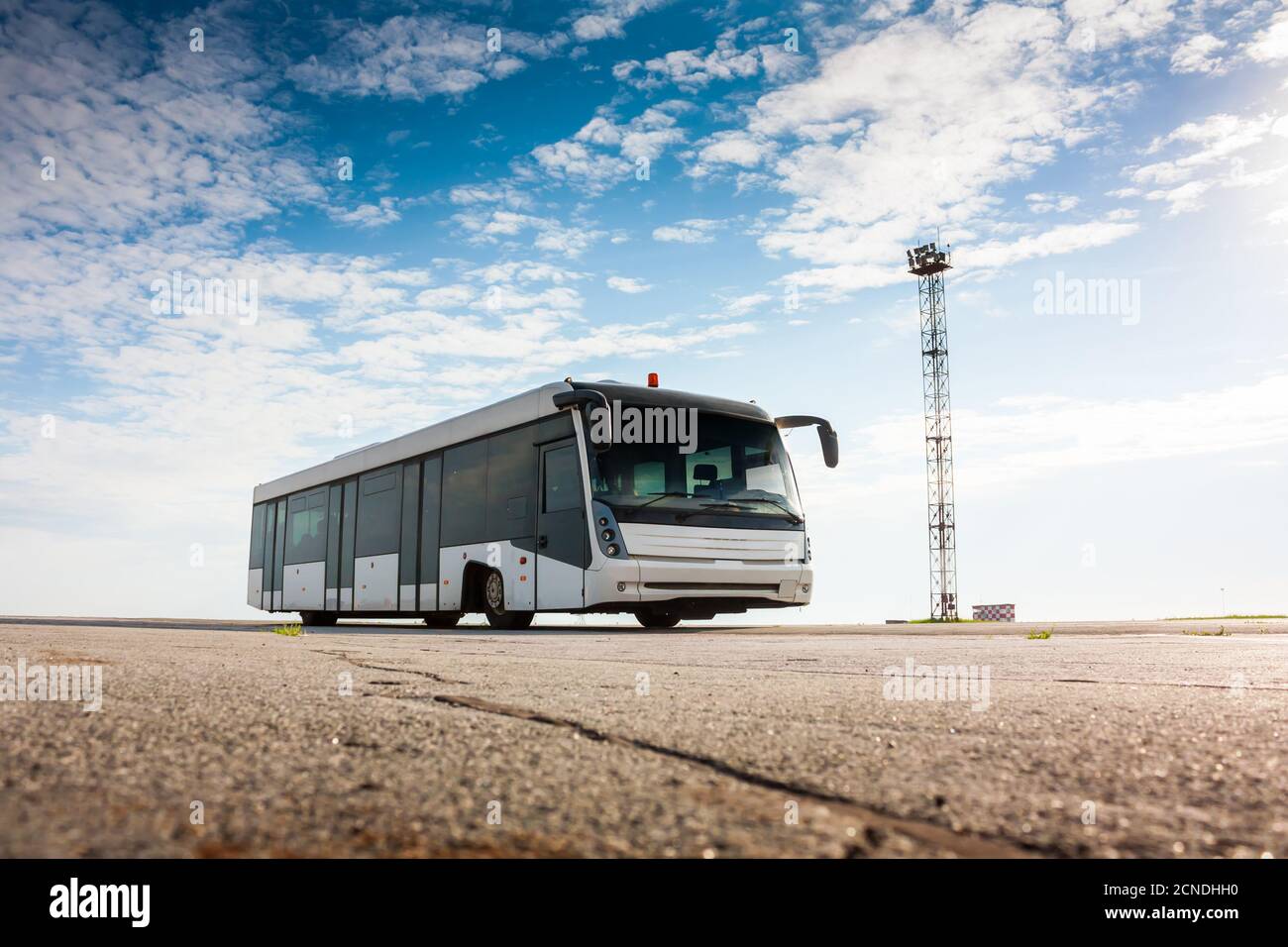 Airport bus on the apron Stock Photo - Alamy