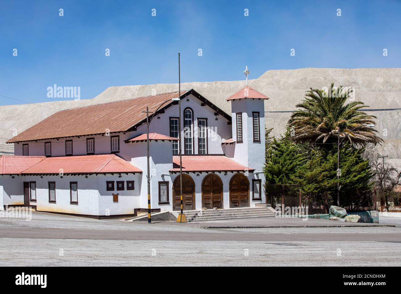 The abandoned company mine workers village in Chuquicamata open pit ...