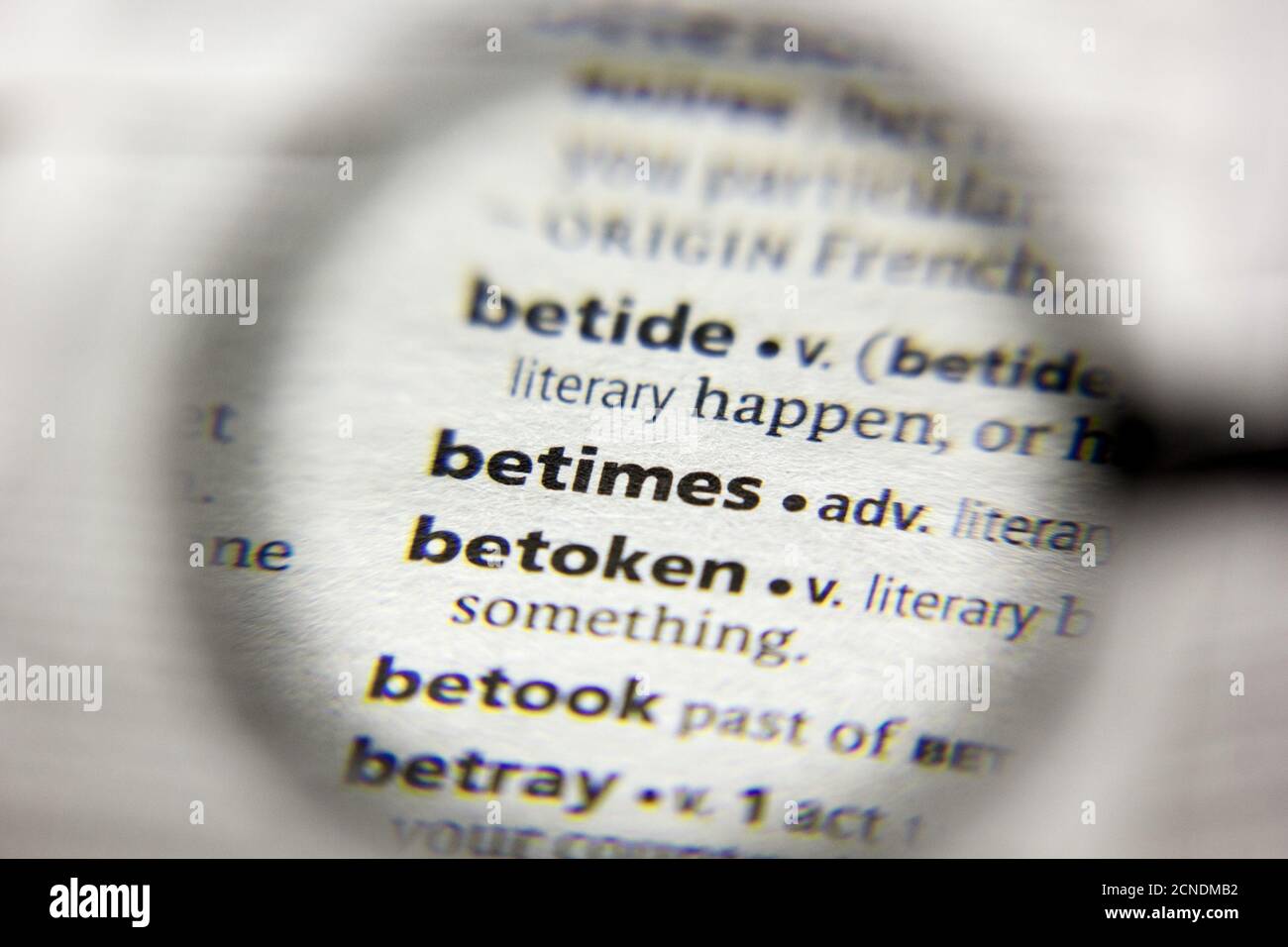 The word or phrase Betimes in a dictionary Stock Photo - Alamy