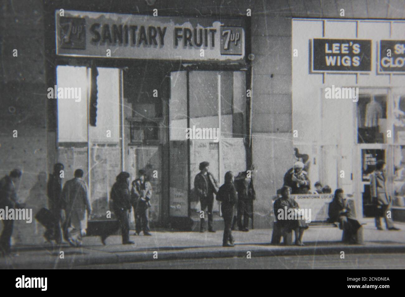 Fine 1970s vintage black and white photography street scene of daily ...