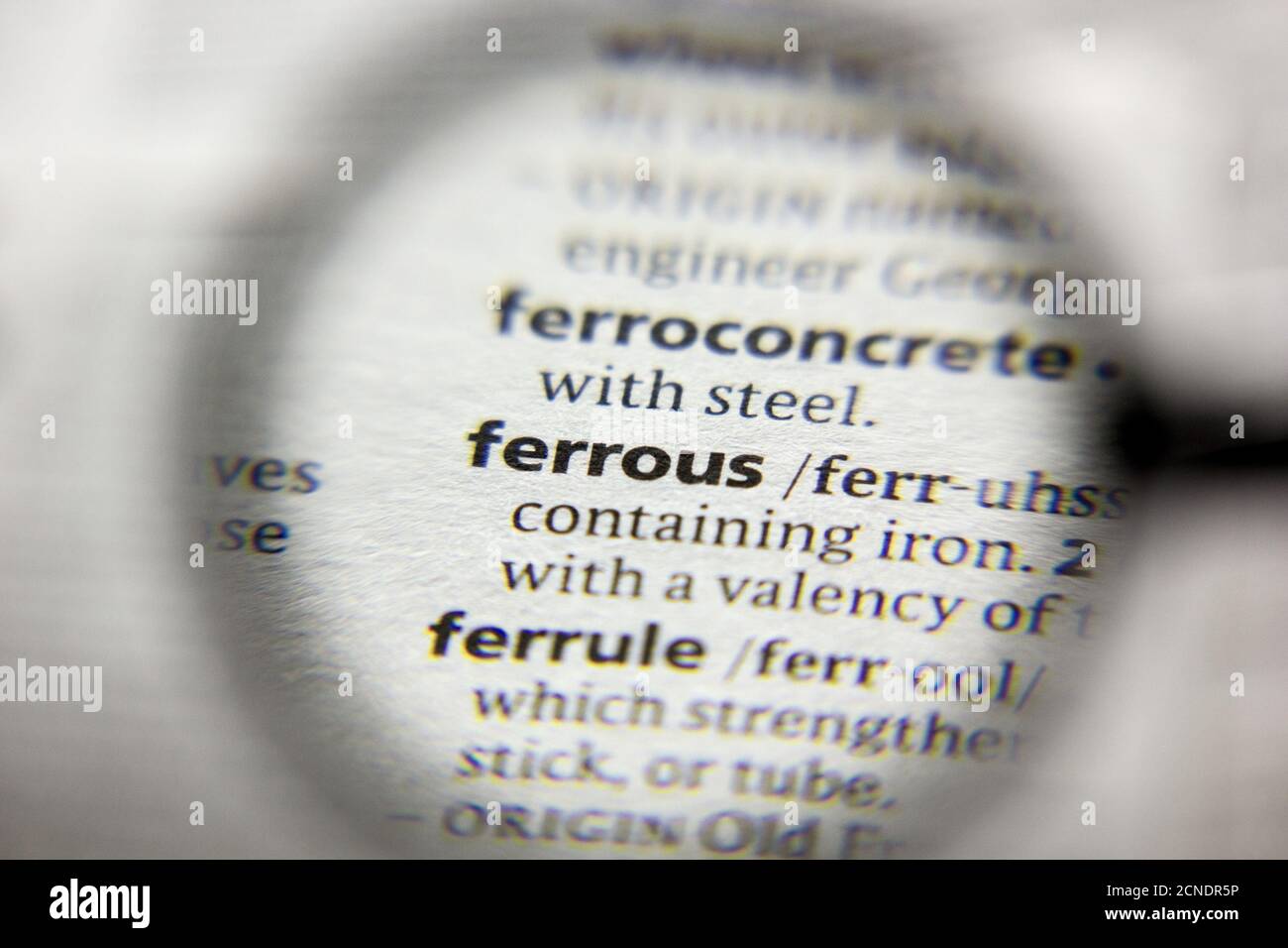 The word or phrase Ferrous in a dictionary Stock Photo - Alamy