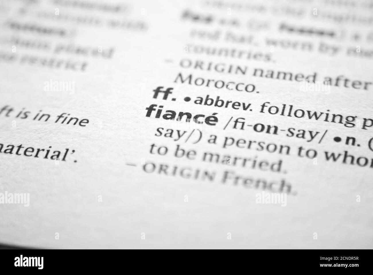 Word or phrase Fiance in a dictionary Stock Photo - Alamy