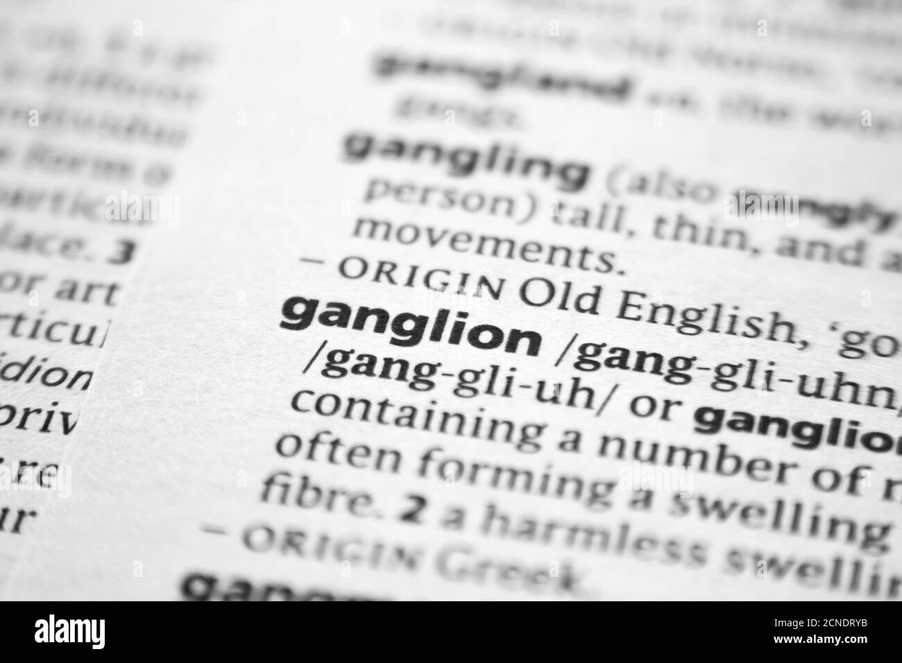 Word or phrase Ganglion in a dictionary Stock Photo - Alamy