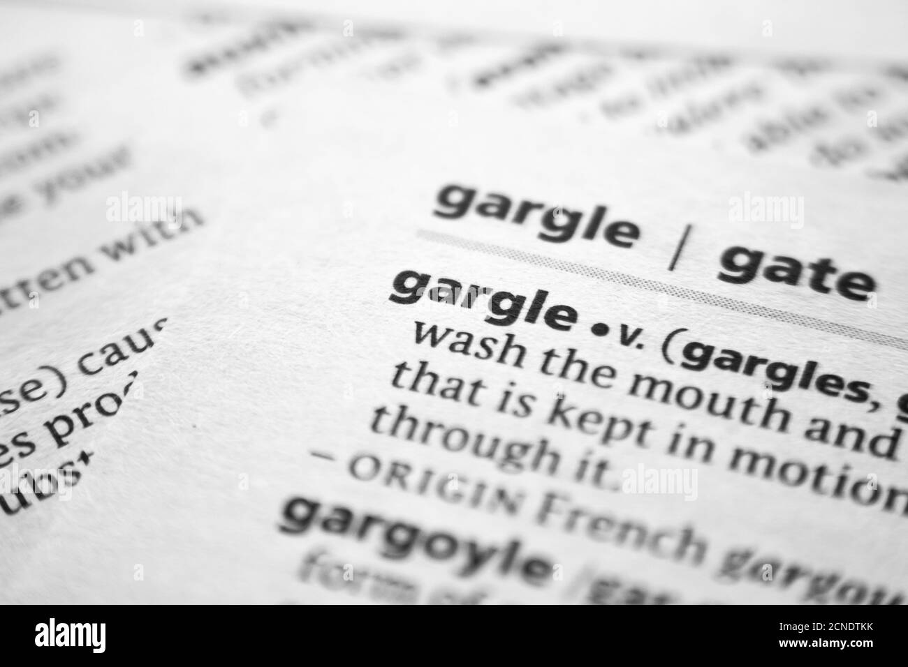 Word or phrase Gargle in a dictionary Stock Photo - Alamy