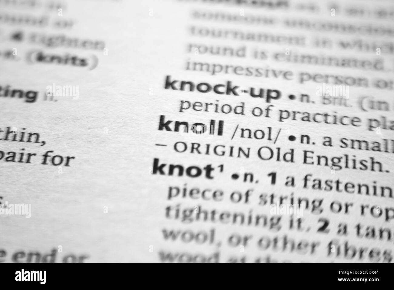 Word or phrase Knoll in a dictionary Stock Photo - Alamy