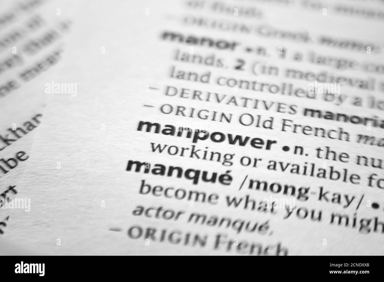 Word or phrase Manpower in a dictionary Stock Photo - Alamy