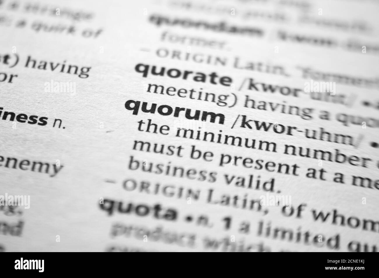 Word or phrase Quorum in a dictionary Stock Photo - Alamy