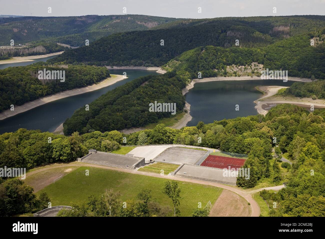Aerial view, former NS-Ordensburg Vogelsang and National park Eifel ...