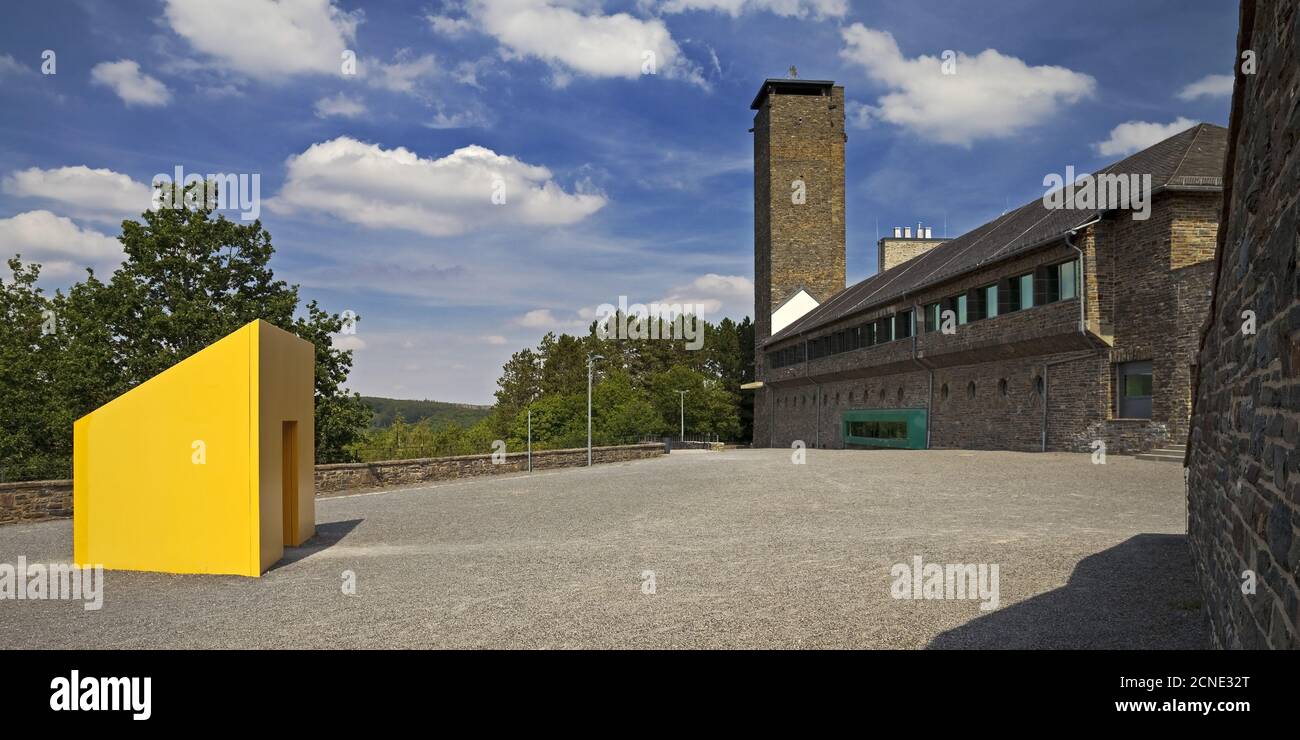 Former NS-Ordensburg Vogelsang with yellow sculpture, today Vogelsang ...