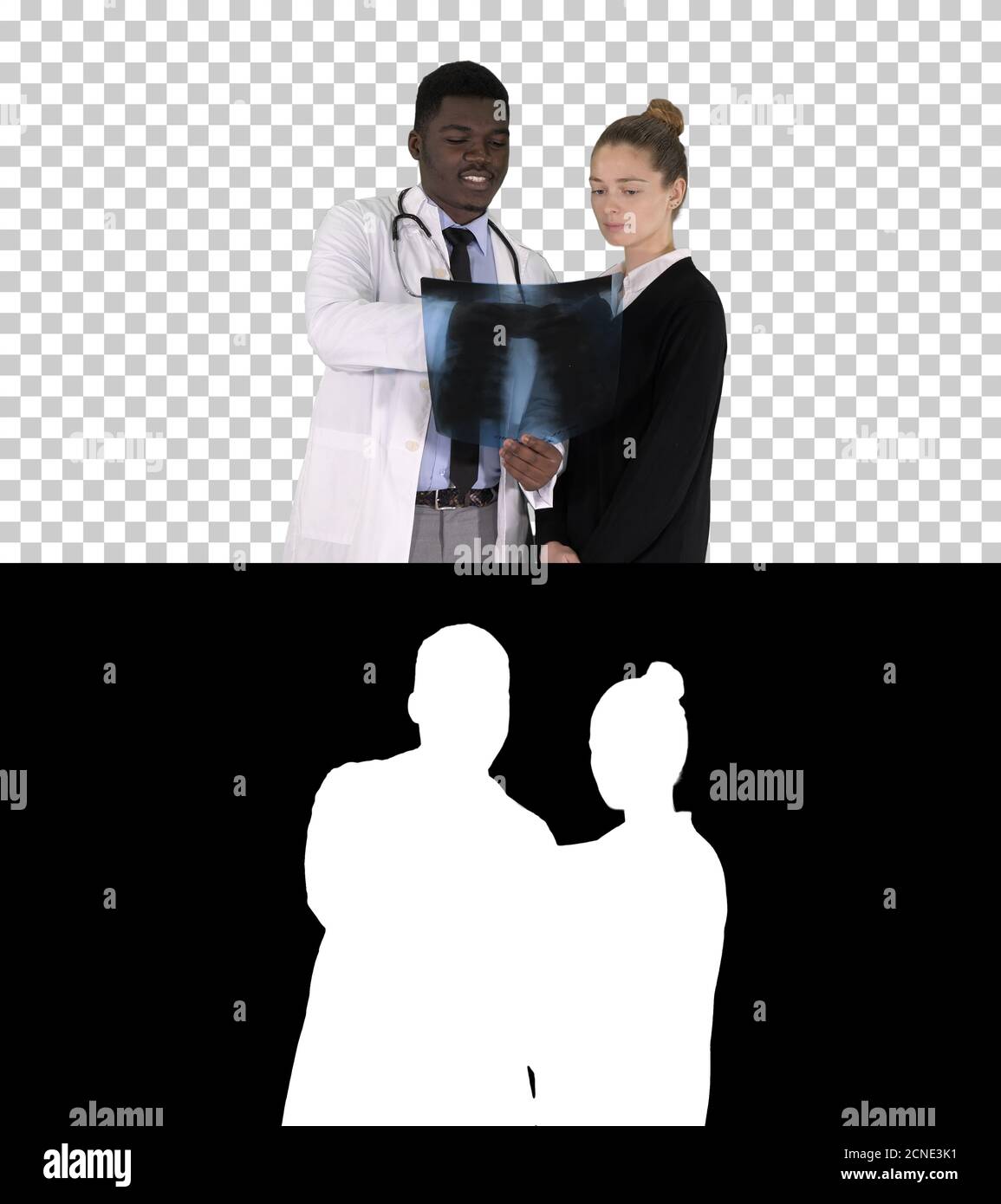 Doctor shows the patient chest x-ray, Alpha Channel Stock Photo - Alamy