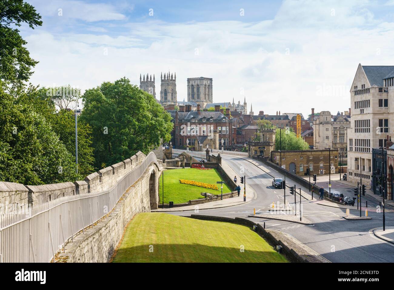 Medieval city walls and York Minster, York, North Yorkshire, England ...
