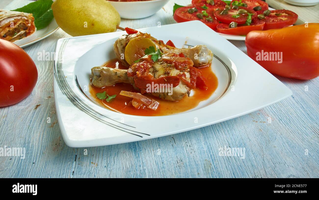 Pan Grilled Chicken in Peperonata. classic Italian side of tangy stewed ...