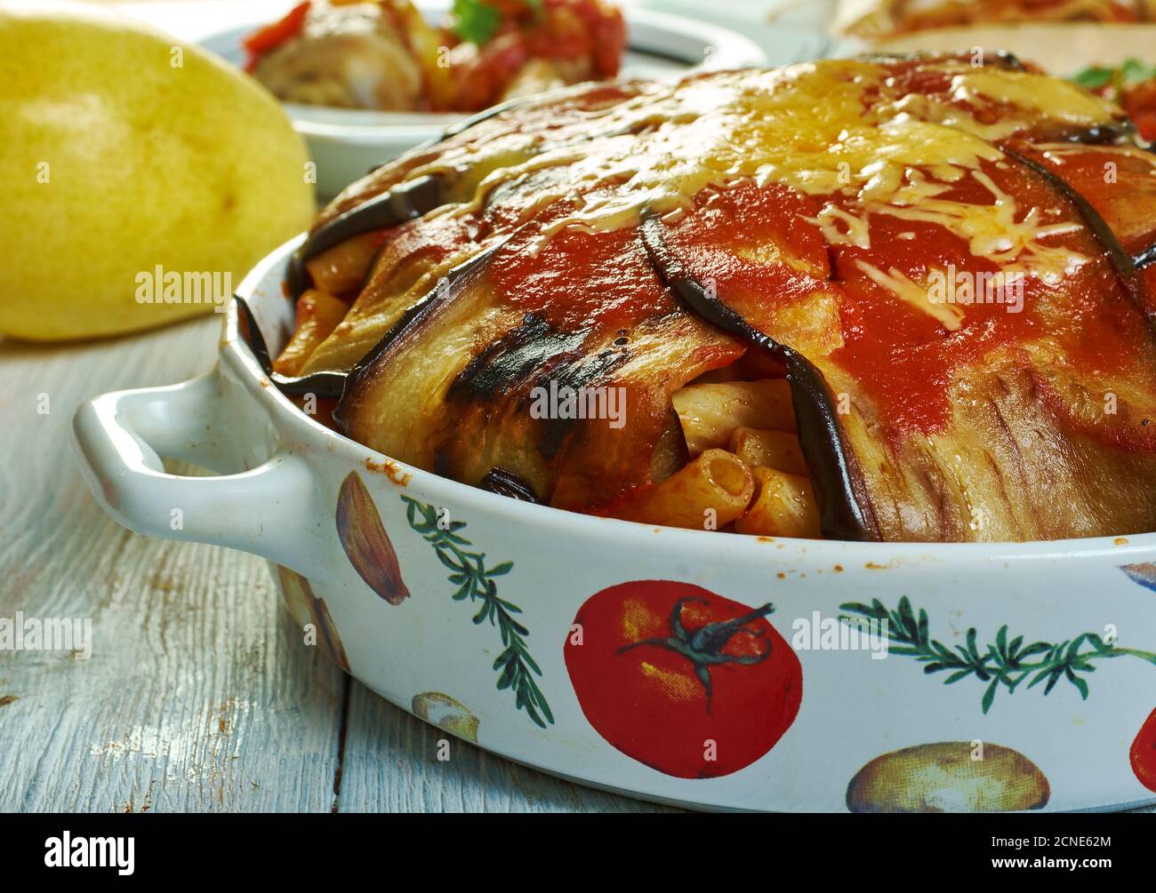 Ricotta Eggplant Pasta Timbale, Sicilian cuisine, Traditional assorted ...