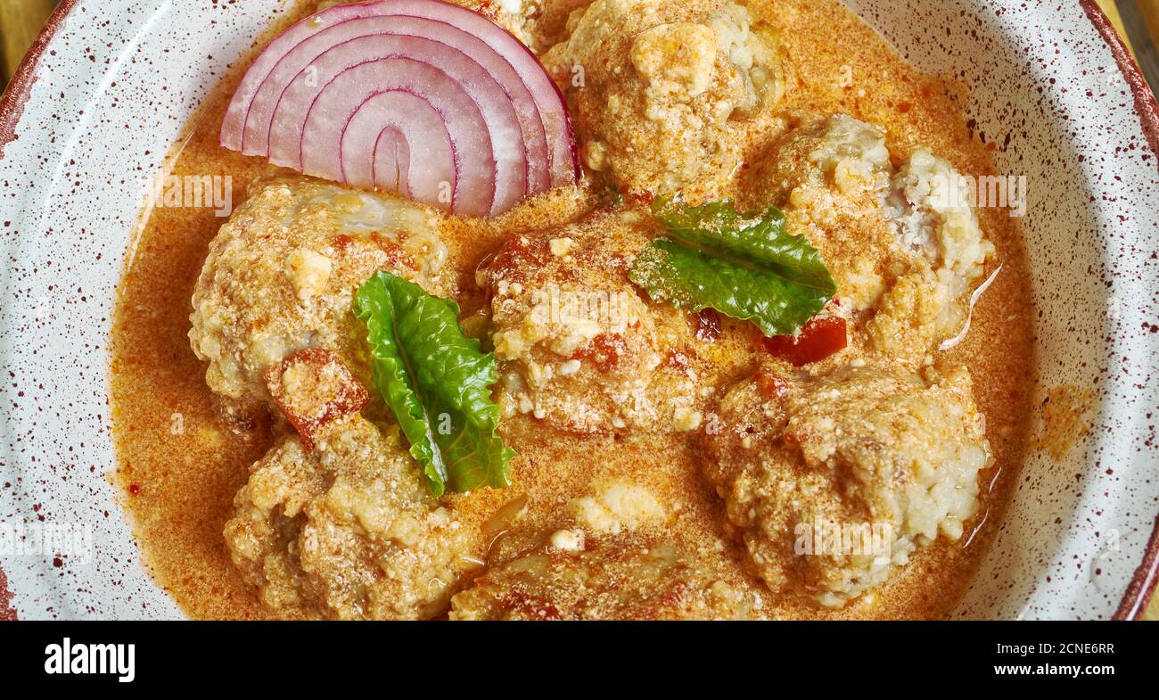Sciusceddu - soup in Italian cuisine prepared using meatballs and ...