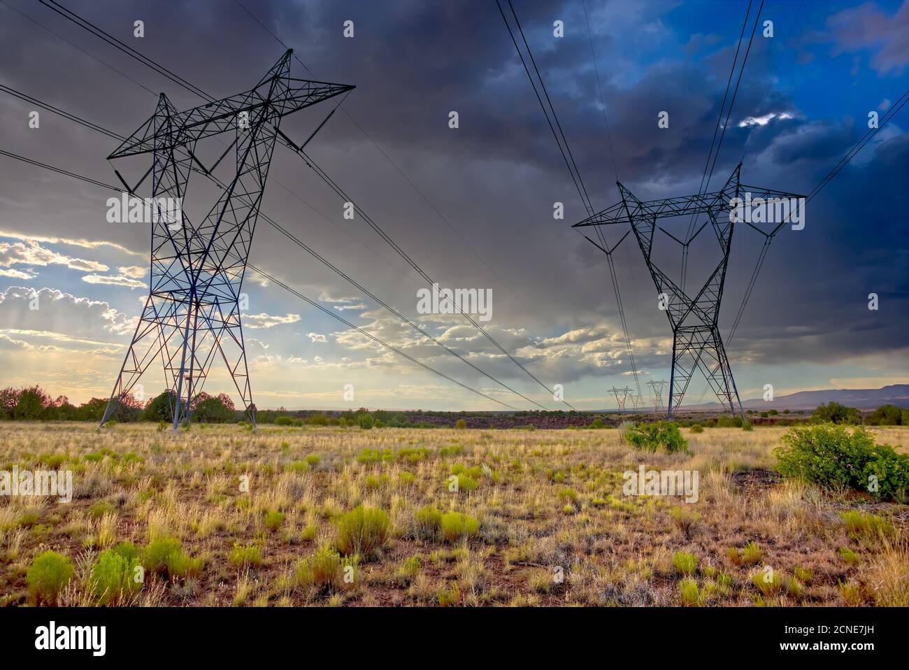 High voltage power lines stretching across Hell Canyon east of Paulden ...