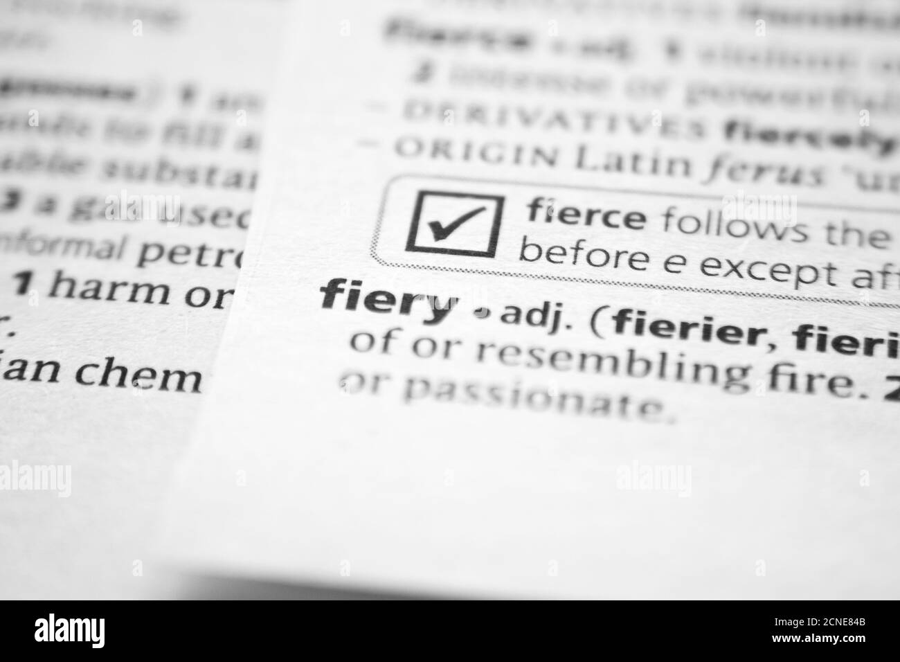 Word or phrase Fiery in a dictionary Stock Photo - Alamy