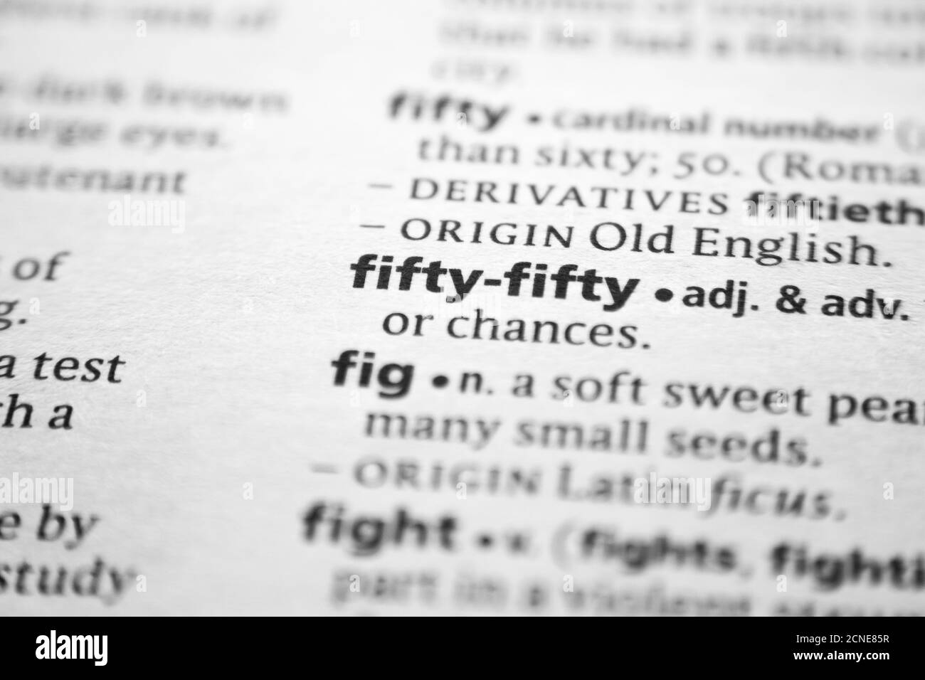 Word or phrase Fifty-fifty in a dictionary Stock Photo - Alamy