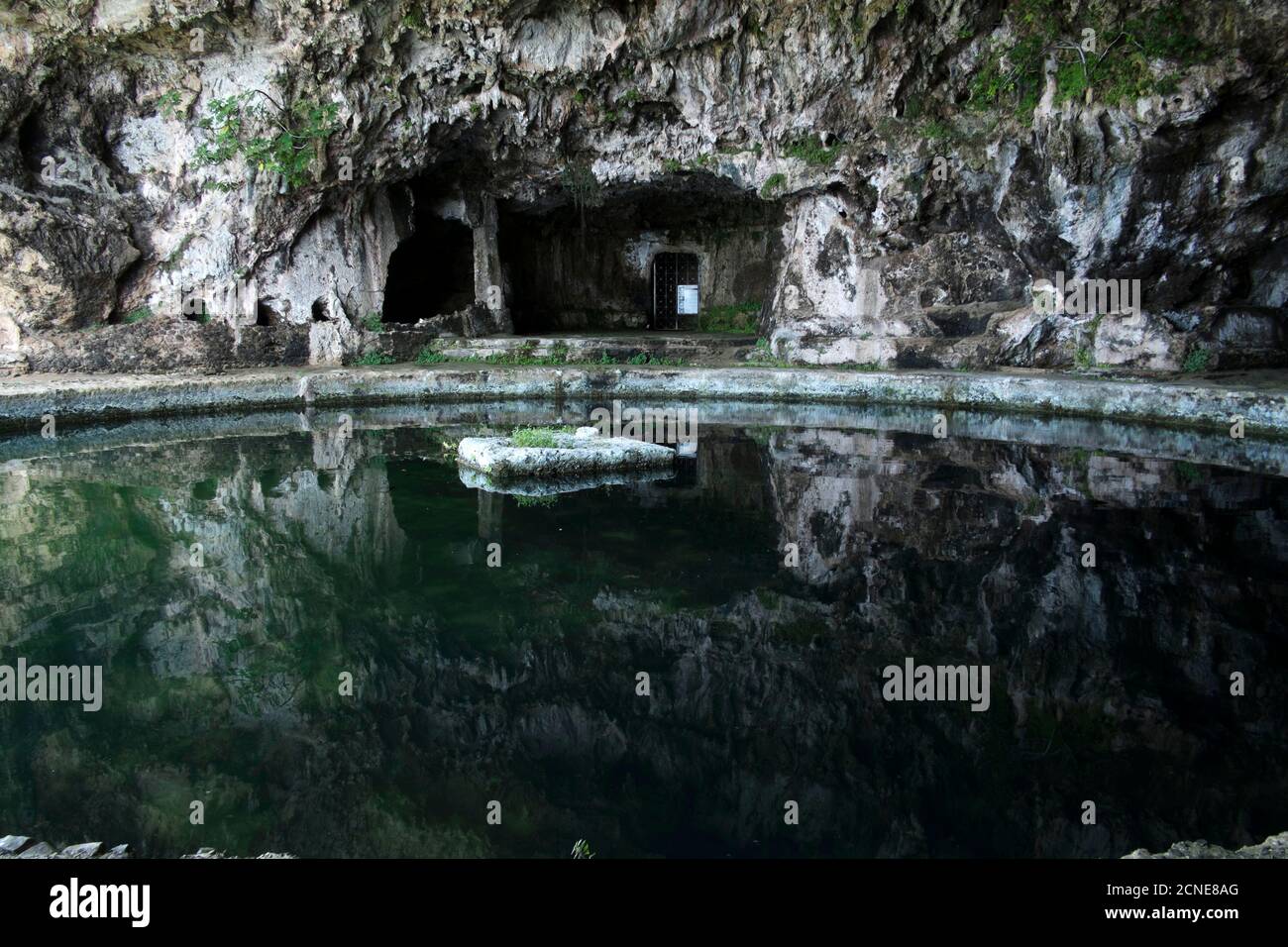The Emperor Grotto's bath pool, Sperlonga, Lazio, Italy, Europe Stock ...