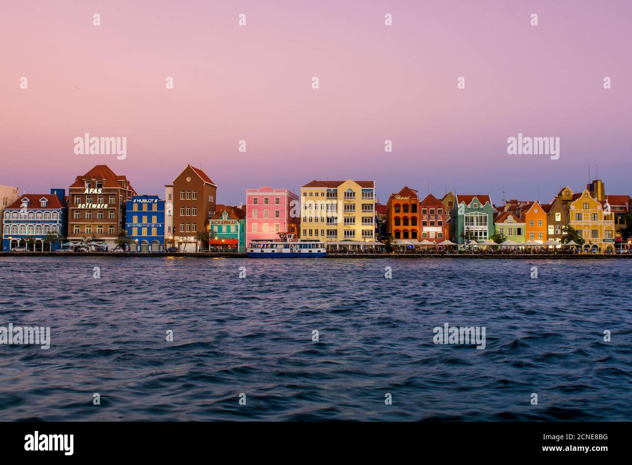 Colourful buildings, architecture in capital city Willemstad, Curacao ...