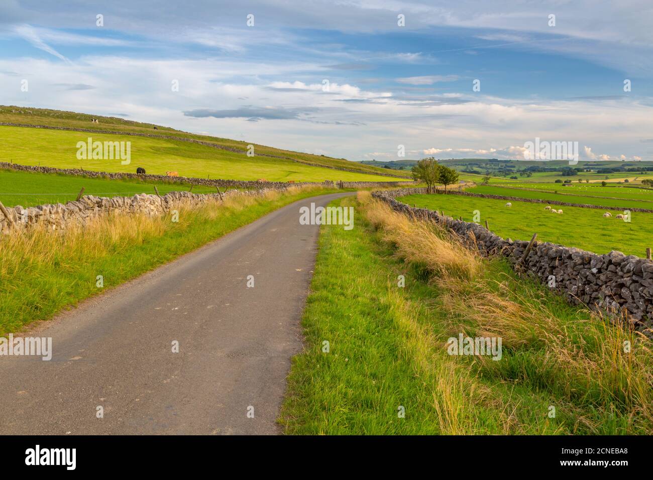 View of dry stone walls and countryside near Litton, Peak District ...