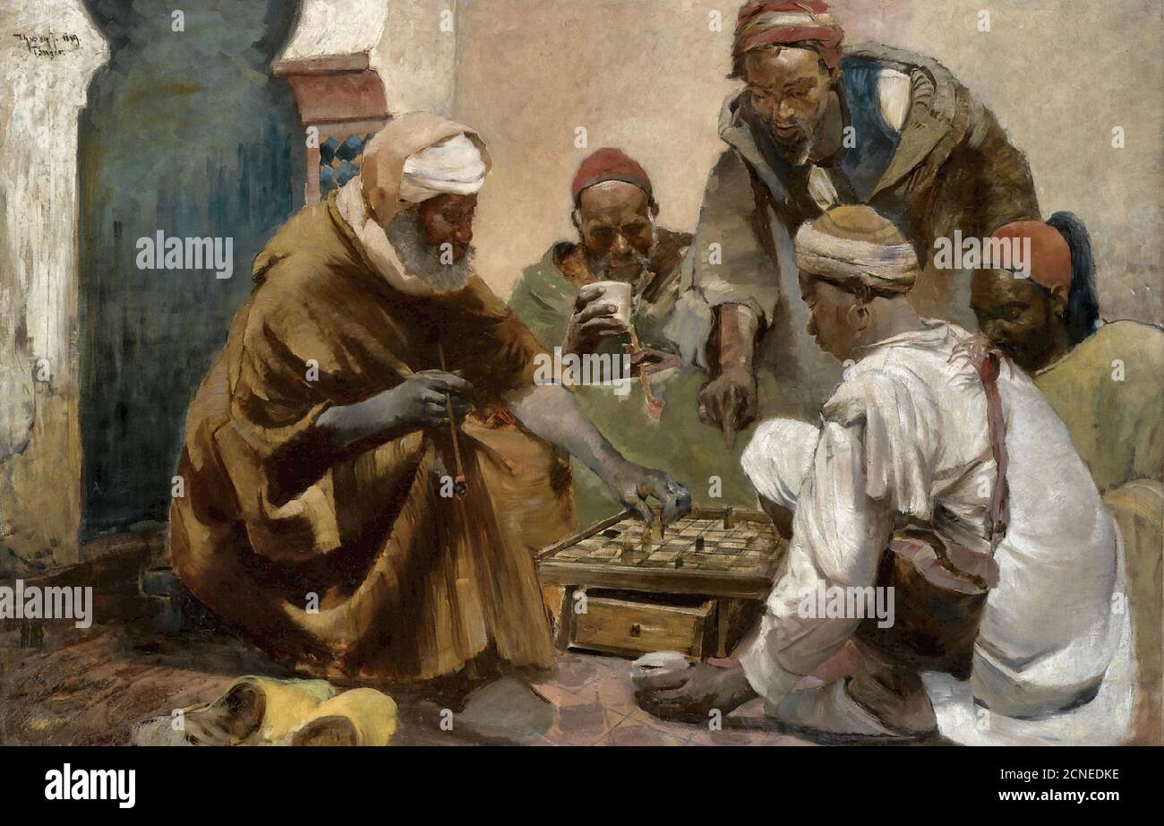 Ujvary Ignac - the Chess Game Tangiers - Hungarian School - 19th ...